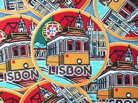 Lisbon Travel Patch Iron On World Traveler Patches Hand Embroidered