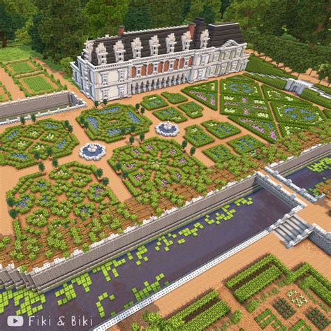 French Château And Gardens Minecraft Minecraft Garden Minecraft Park