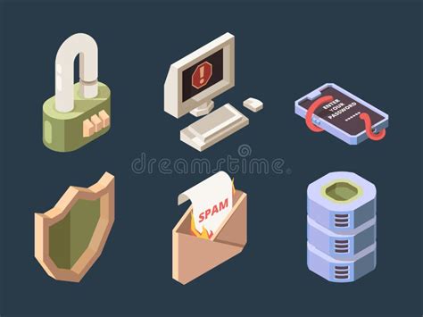Hacking Attack Computer Viruses Or Phishing Pages Cyber Data Protection Vector Isometric