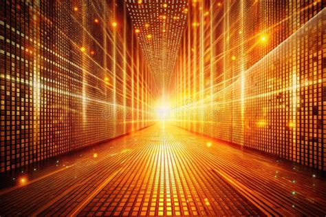 Futuristic Architectural Photography Glowing Orange Binary Code Matrix A Stunning Abstract
