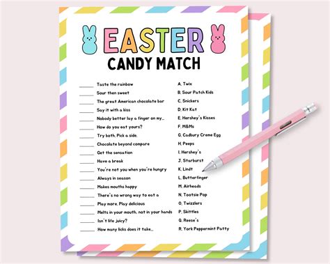 Easter Candy Dice Game Printable Easter Party Game Easter Dice Game For
