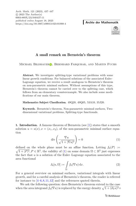 Pdf A Small Remark On Bernsteins Theorem