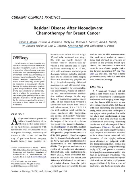 Pdf Residual Disease After Neoadjuvant Chemotherapy For Breast Cancer