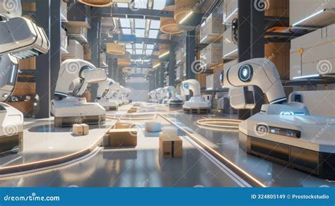 Automated Warehouse Robots Sorting Packages Stock Image Image Of Arms Industry 324805149