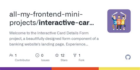 Github All My Frontend Mini Projectsinteractive Card Formfrontend