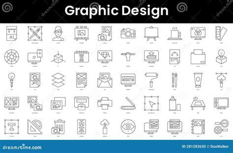 Set Of Outline Graphic Design Icons Minimalist Thin Linear Web Icon Set Stock Vector