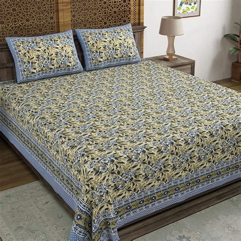 Hand Block Floral Printed 300 Tc Cotton King Size Bedsheet Ebay Australia