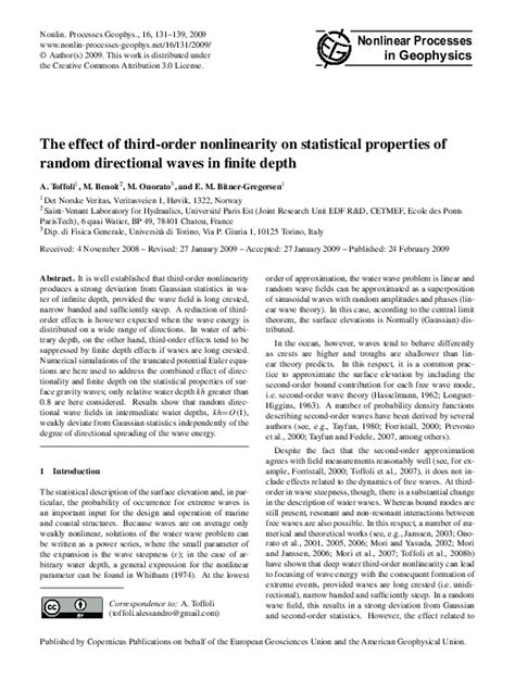 Pdf The Effect Of Third Order Nonlinearity On Statistical Properties