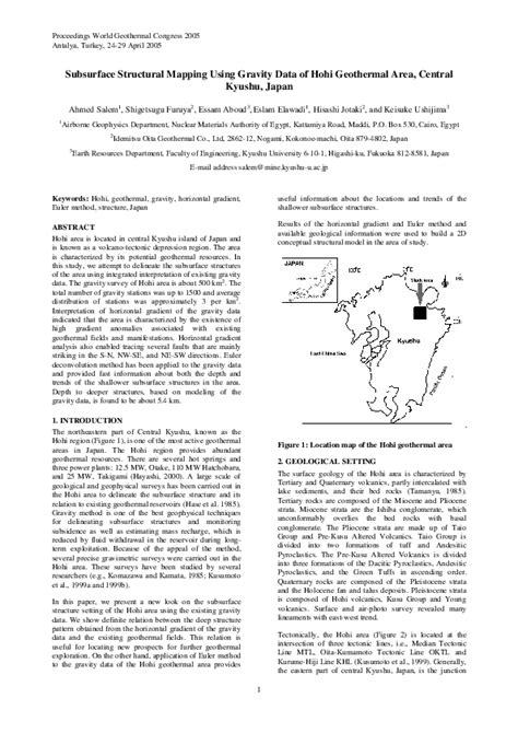 Pdf Subsurface Structural Mapping Using Gravity Data Of Hohi Geothermal Area Central Kyushu