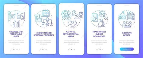 Blue Gradient Onboarding Mobile App Screen Depicting Budget Planning Principles Vector Screen