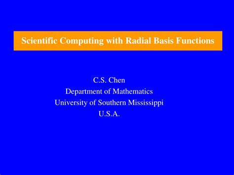 Ppt Scientific Computing With Radial Basis Functions Powerpoint