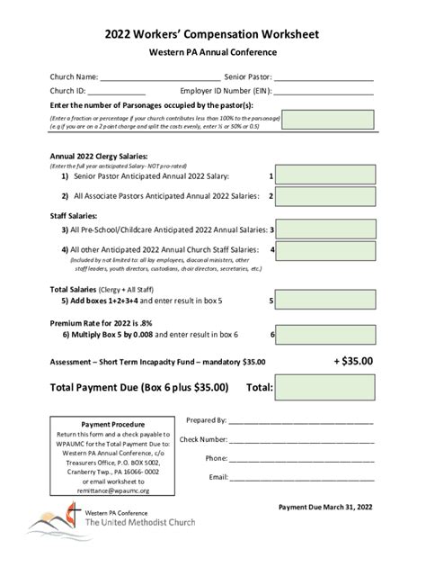 Fillable Online Workers Comp Worksheet Fax Email Print Pdffiller