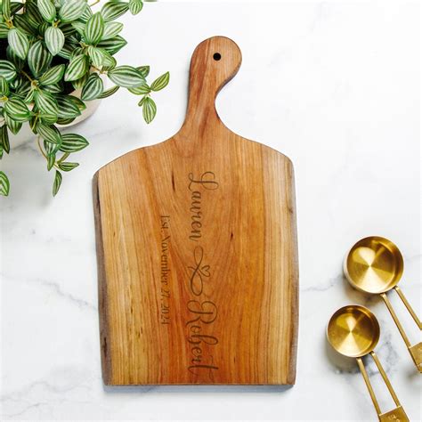 Personalized Live Edge Artisan Wood Serving Board Custom Wedding T