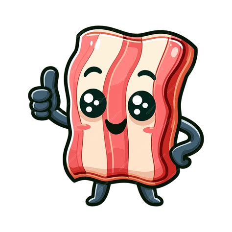 Premium Vector A Cartoon Drawing Of A Bacon With A Face And Hands Up