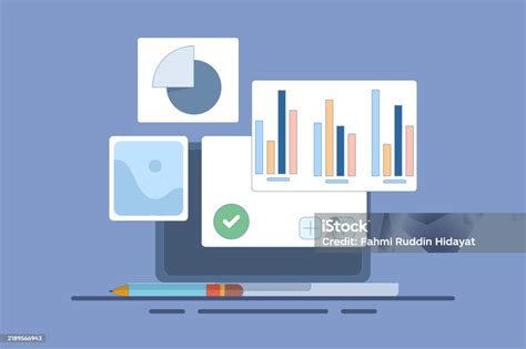 데이터 분석 개념 새로운 아이디어 창출 비즈니스 분석 데이터 분석 모바일 앱으로 감사 장치 화면에 그래프가 있는 디지털 문서 연구 배경에 평면 벡터 그림 개발에 대한 스톡