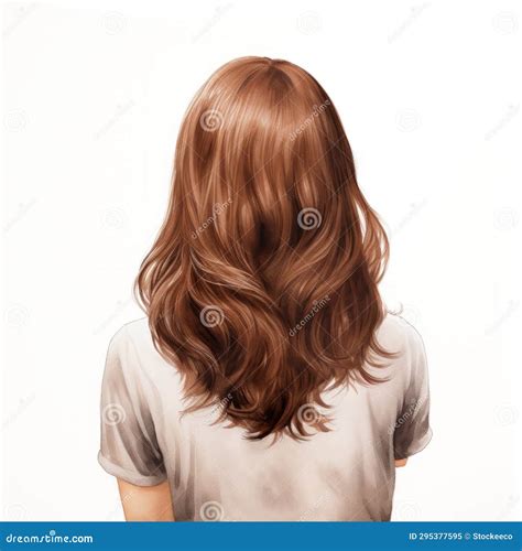 Realistic Back Illustration Of Girl With Brown Hair High Resolution