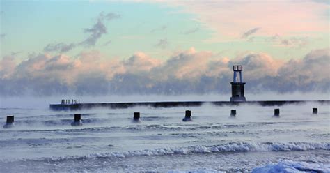 포토 美 미시간 호수의 얼음 물결