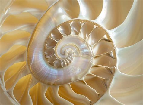 An Amazing Fibonacci Pattern In A Nautilus Shell Stock Image Image Of