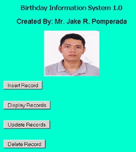 Birthday Information System SourceCodester