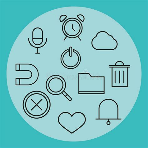 User Interface Web Design And Development Collection Items Linear Style Stock Vector