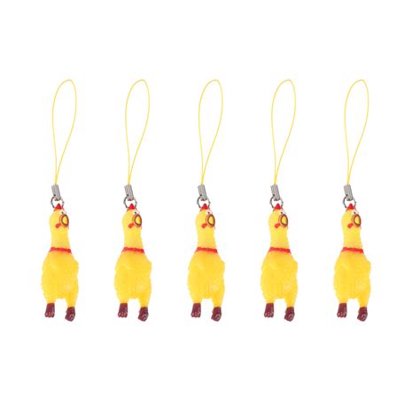 Chicken Keychain Rubber Screaming Squeaking Lanyar Grandado