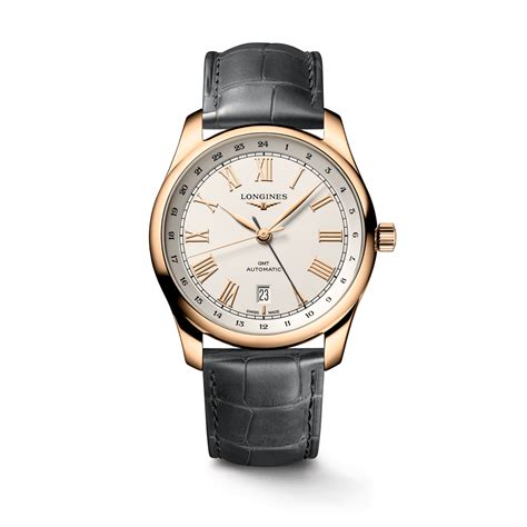 Longines Master Collection Gmt Automatic 18 Karat Pink Gold Silver