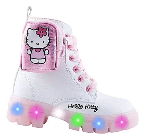 Botas Niñas Hello Kitty Luces Leds Modernas Blancas 4100 Bk Envío Gratis