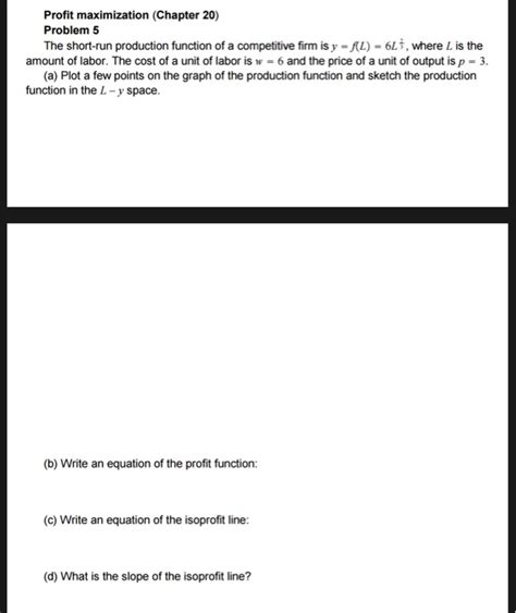 Solved Profit Maximization Chapter 20 Problem 5 The