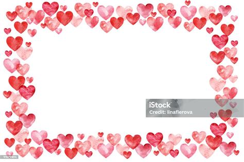 발렌타인 데이 배경입니다 레드 하트 테두리 프레임입니다 텍스트를 위한 공간 프레임입니다 그런지 이미지 기법에 대한 스톡 벡터