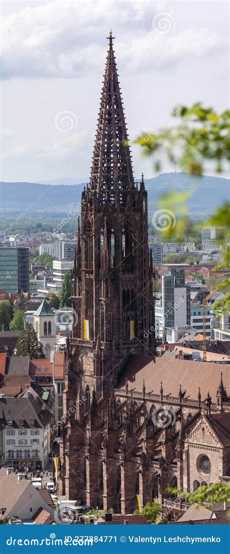 View Over Freiburg Minster From Slope Of Schlossberg Hill The