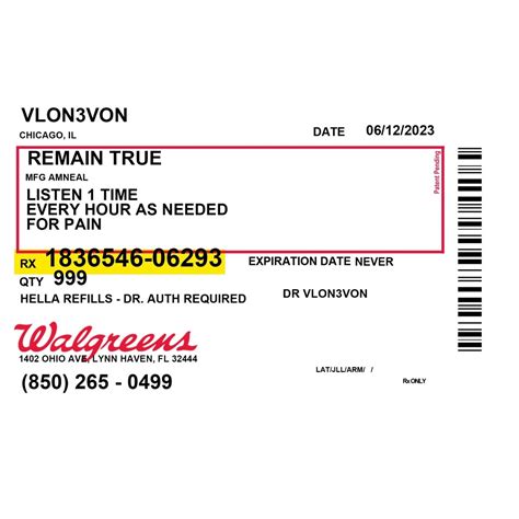 35 Walgreens Prescription Bottle Label Template Labels