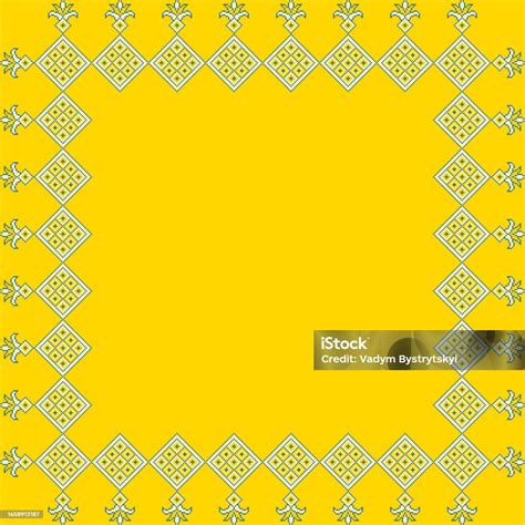 민족 스타일 정체성 Vyshyvanka 인쇄 의류 웹 사이트 배너에 대한 자수로 우크라이나 장식의 벡터 그림 배경 기하학적 디자인 테두리 복사 공간 프레임 공예 제품에 대한