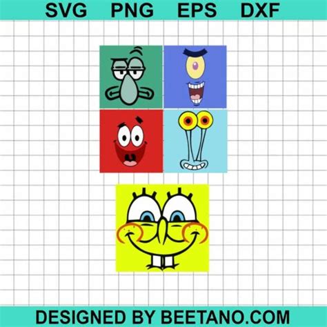 Spongebob Characters Face Svg Spongebob Faces Svg Spongebob Squarepants Svg