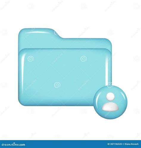 Realistic 3d Blue Closed Folder With User Icon Decorative 3d Management File Element Web
