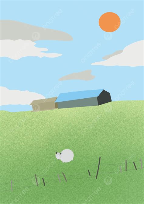 Flat Original Forest Grass Background Peaceful Illustration Sheep Background Image For Free