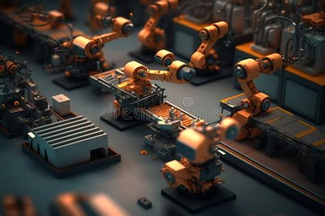 Factory With Robots Generative Ai Stock Illustration Illustration Of Engineering Closeup