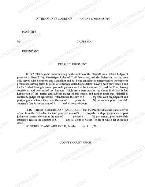 Mississippi Application For Entry Of Default Affidavit Motion