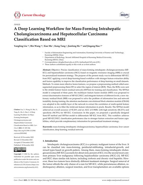 Pdf A Deep Learning Workflow For Mass Forming Intrahepatic Cholangiocarcinoma And