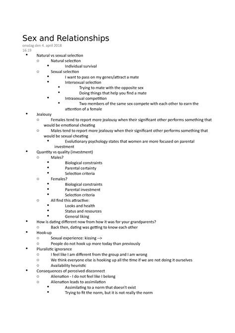 Sex And Relationships All Of Dr Curtis Lecture Notes Sex And Relationships Onsdag Den