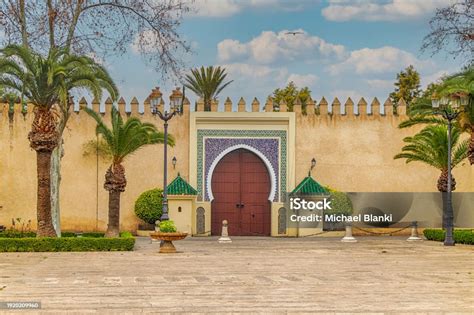 Golden Doors Of The Royal Palace Dar El Makhzen In Fes Morocco Stock