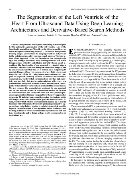 Pdf The Segmentation Of The Left Ventricle Of The Heart From Ultrasound Data Using Deep