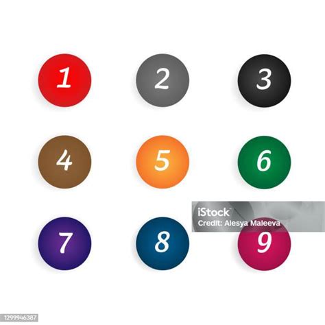 인포그래픽 프레젠테이션을 위해 숫자 1에서 12까지의 총알 마커 아이콘입니다 투명 한 배경에 격리 된 숫자 글머리 기호 다채로운 3d 마커 층계에 대한 스톡 벡터 아트 및