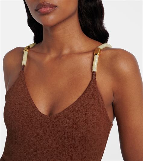 Harper Beaded Swimsuit In Brown Vi X Paula Hermanny Mytheresa