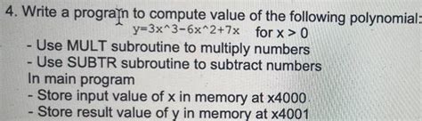 4 Write A Program To Compute Value Of The