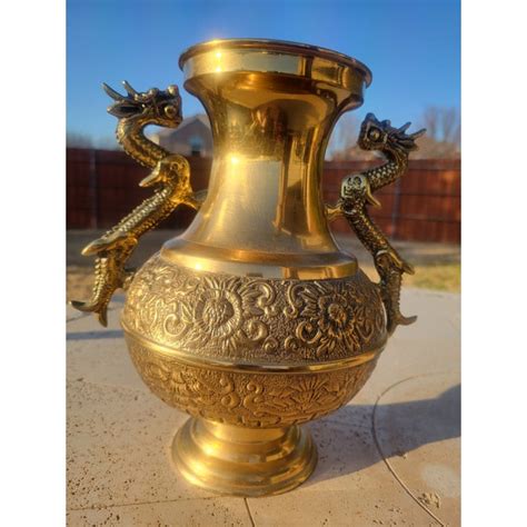Mid 20th Century Brass Dragon Urn With A Yunwen Pattern Chairish
