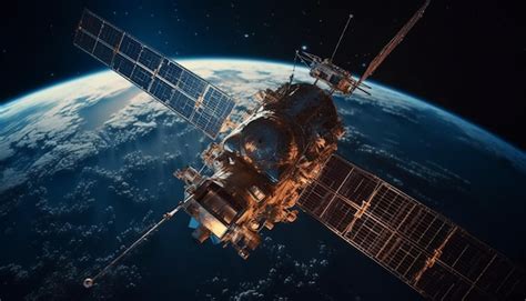 Premium Photo Spaceship Orbiting Planet In Futuristic Galaxy Exploration Generated By Ai