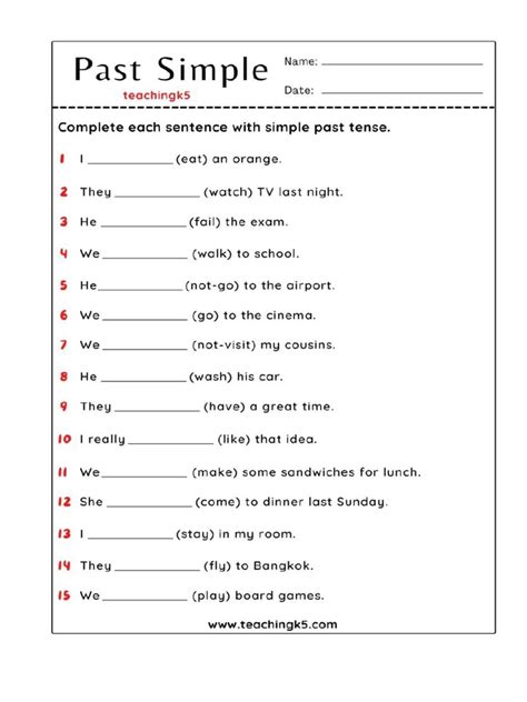 simple past tense exercicios pdf