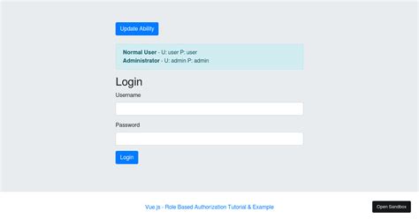 Vuejs Role Based Authorization Tutorial And Example Codesandbox