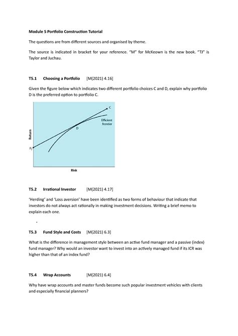 tutorial m05 questions module 5 portfolio construction tutorial the
