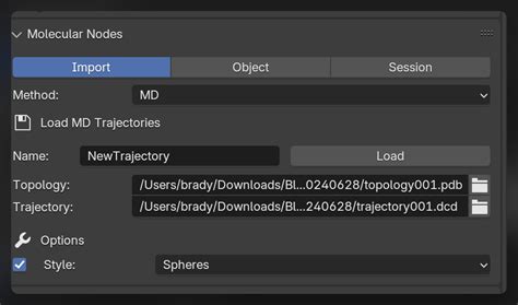 Trajectories Molecular Nodes